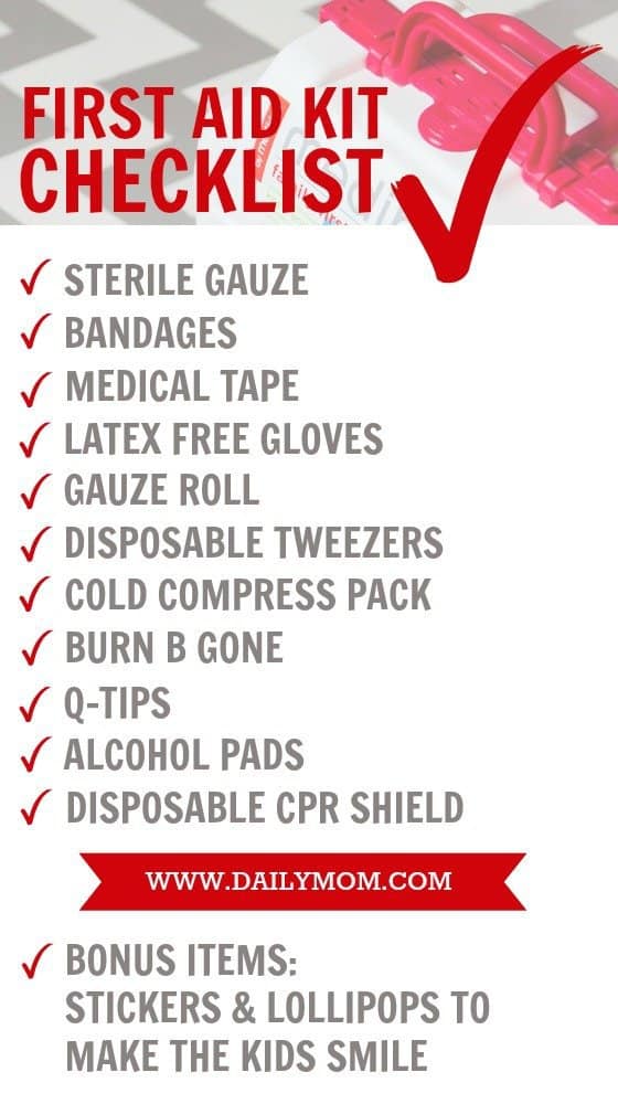 First aid kit list for kids store